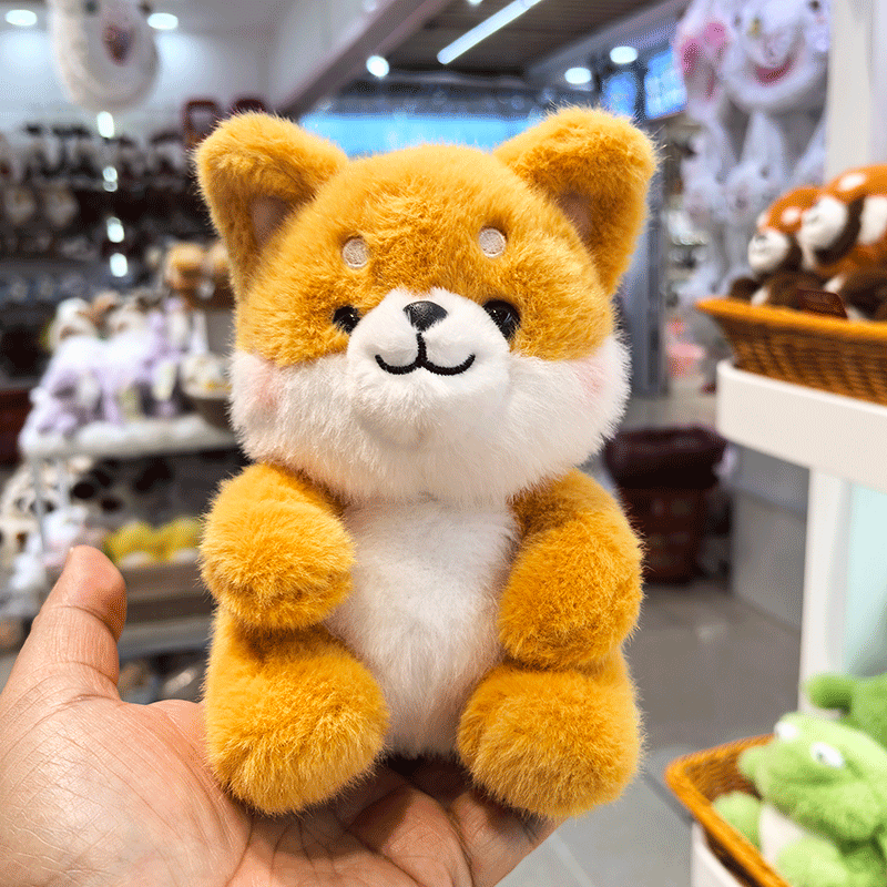 Плюшевая игрушка: кролик, слон, черепаха, милая кукла-капибара – подарок для друзей Кукла Шиба-ину землистого желтого