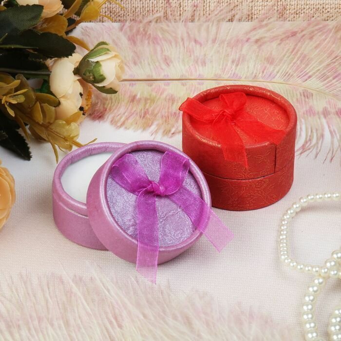 !09 Коробочка (набор 6 штук) подарочная под кольцо "Бочонок", 5,2*5 см, цвет микс