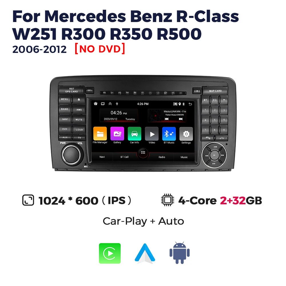 MEKEDE 7-дюймовый автомобильный радиоприемник для Mercedes Benz R Class W251 R280 R300 R320 2005 - 2017 GPS Навигация стерео плеер CarPlay Авто WiFi мультимедийный плеер, 2din, головное устройство, GPS-навигация MN-R-H2