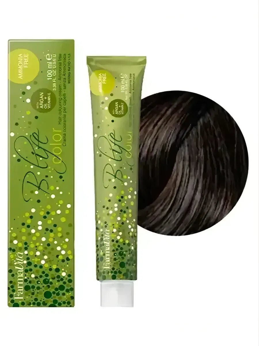 Краска для волос Farmavita B.Life Color Ammonia Free, Безаммиачный краситель для волос с аргановым маслом, 4.0