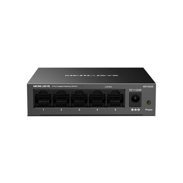 Mercusys MS105GS 5-портовый гигабитный настольный коммутатор, неуправляемый, стальной
