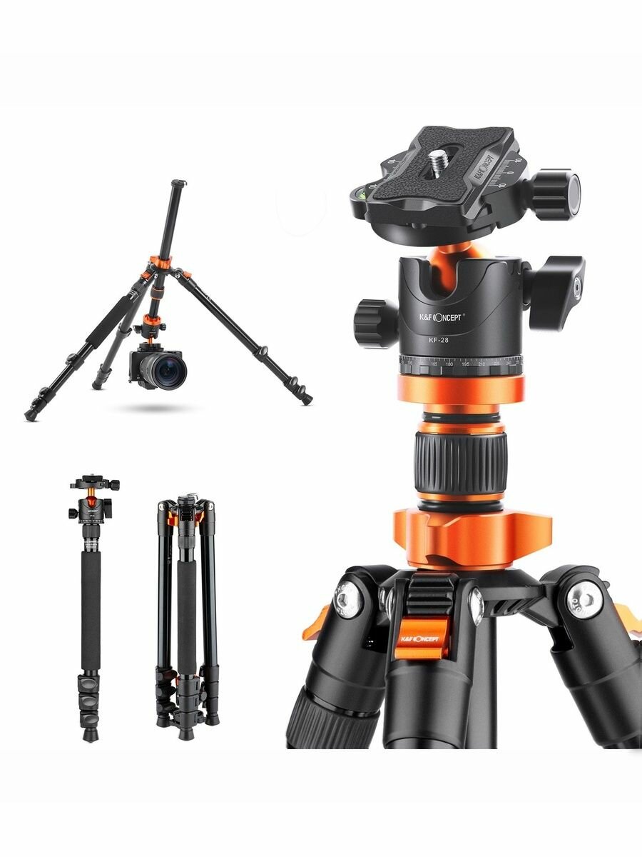 Штатив трипод алюминевый с моноподом для камеры K&F Concept KF09.089V1 (K254A3+BH-28L)