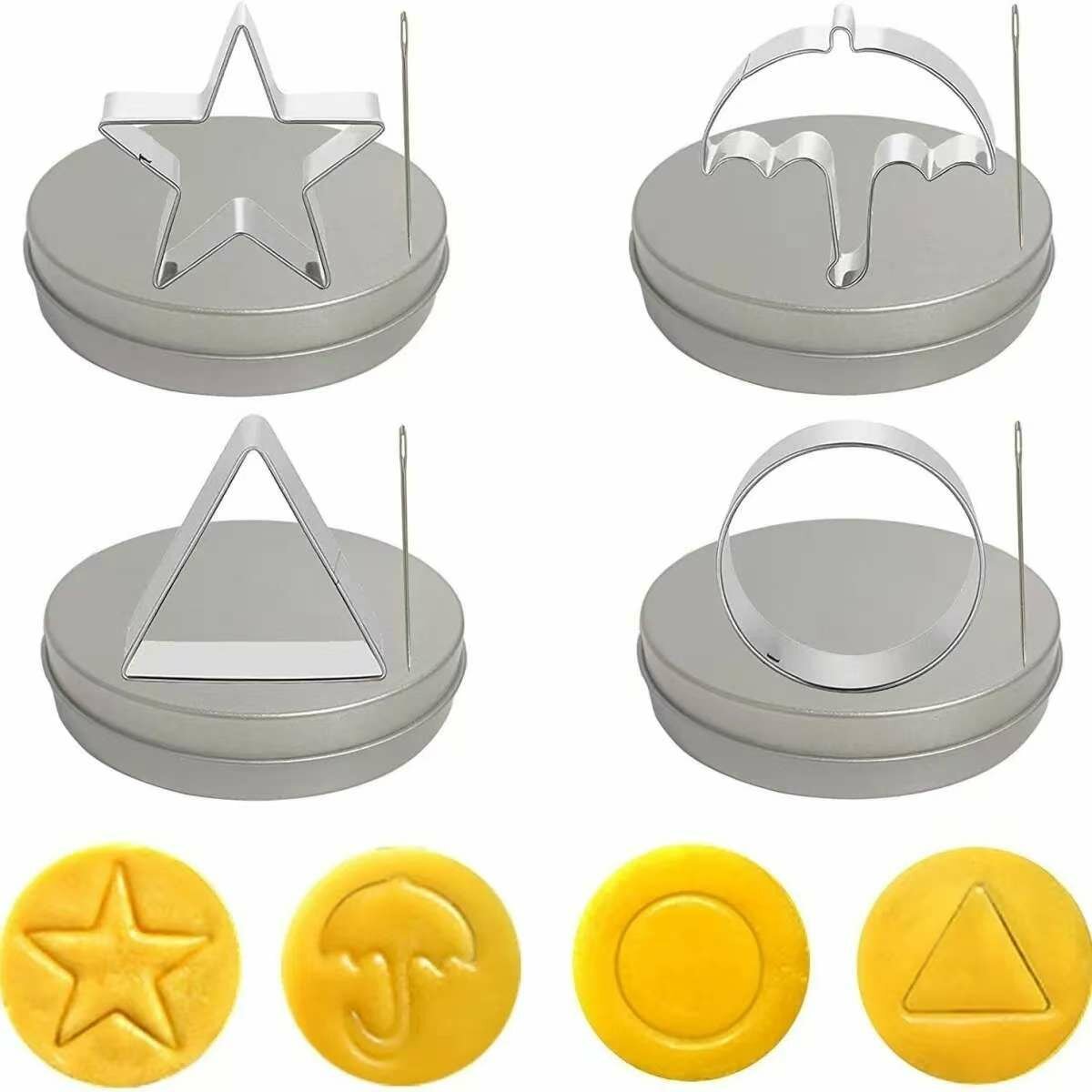 Набор форм для выпечки из нержавеющей стали - корейский стиль, включает зонты, круг, треугольник и звезду