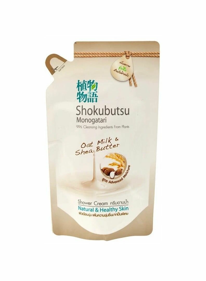 Крем-гель для душа Lion Shokubutsu Овсяное молоко и масло ши 500 мл мягкая упаковка