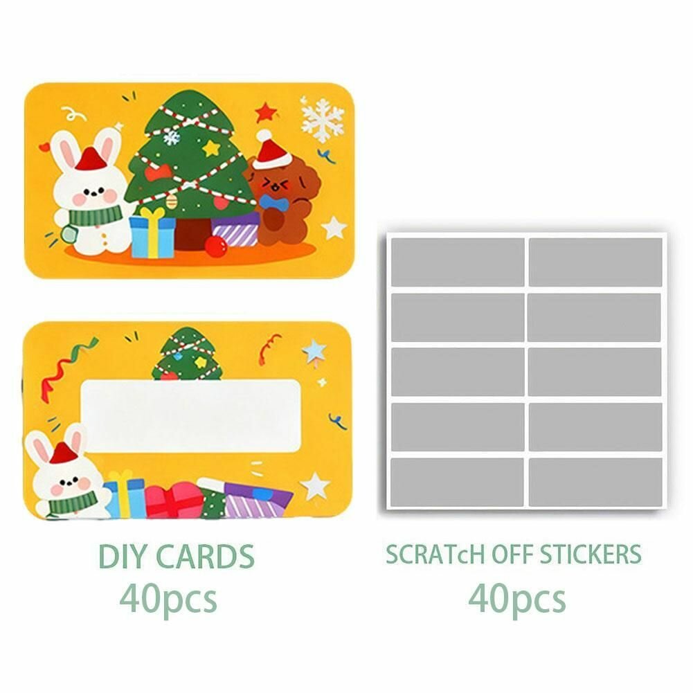 Скретч-карты с рождественскими героями мультфильмов, интерактивные рукописные скретч-карты(40 карточек + 40 листов пленки)