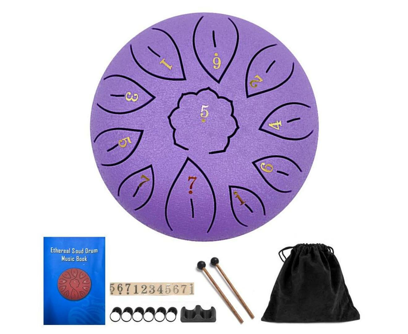11 Tone 6 Inch C Tone Steel Tongue Drum Percussion Musical Instruments - Navy Blue