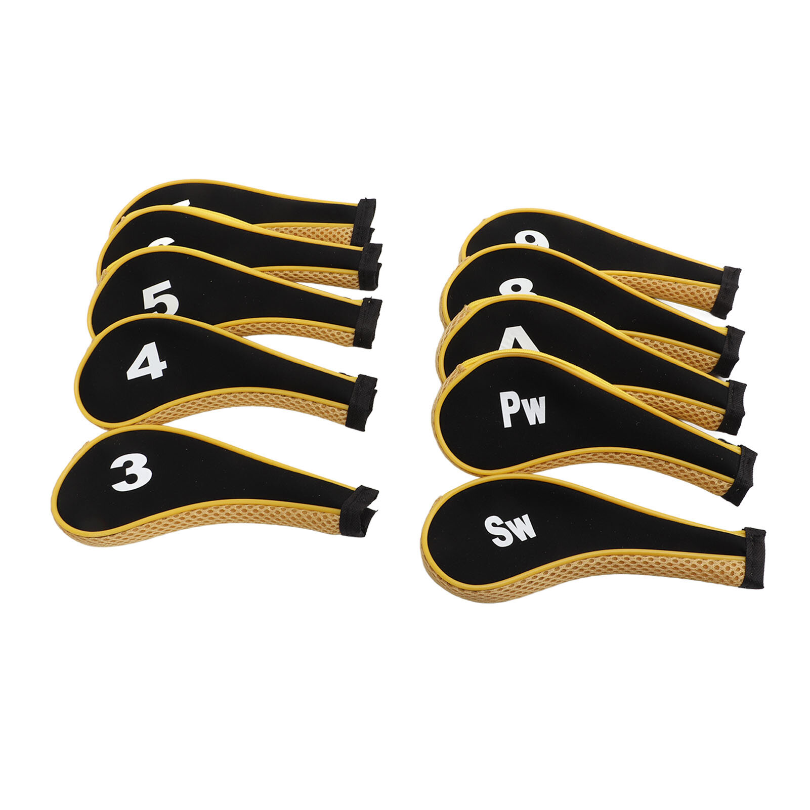 10 Шт. Чехлов для Головок Железных Клубов с Молнией, Защитные Чехлы для Гольфа для Большинства Клюшек, Желтые