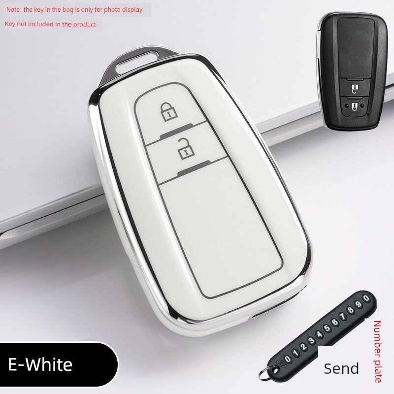Одиночный брелок для ключа с номером для Toyota Camry Corolla RAV4 - Белый, стиль E