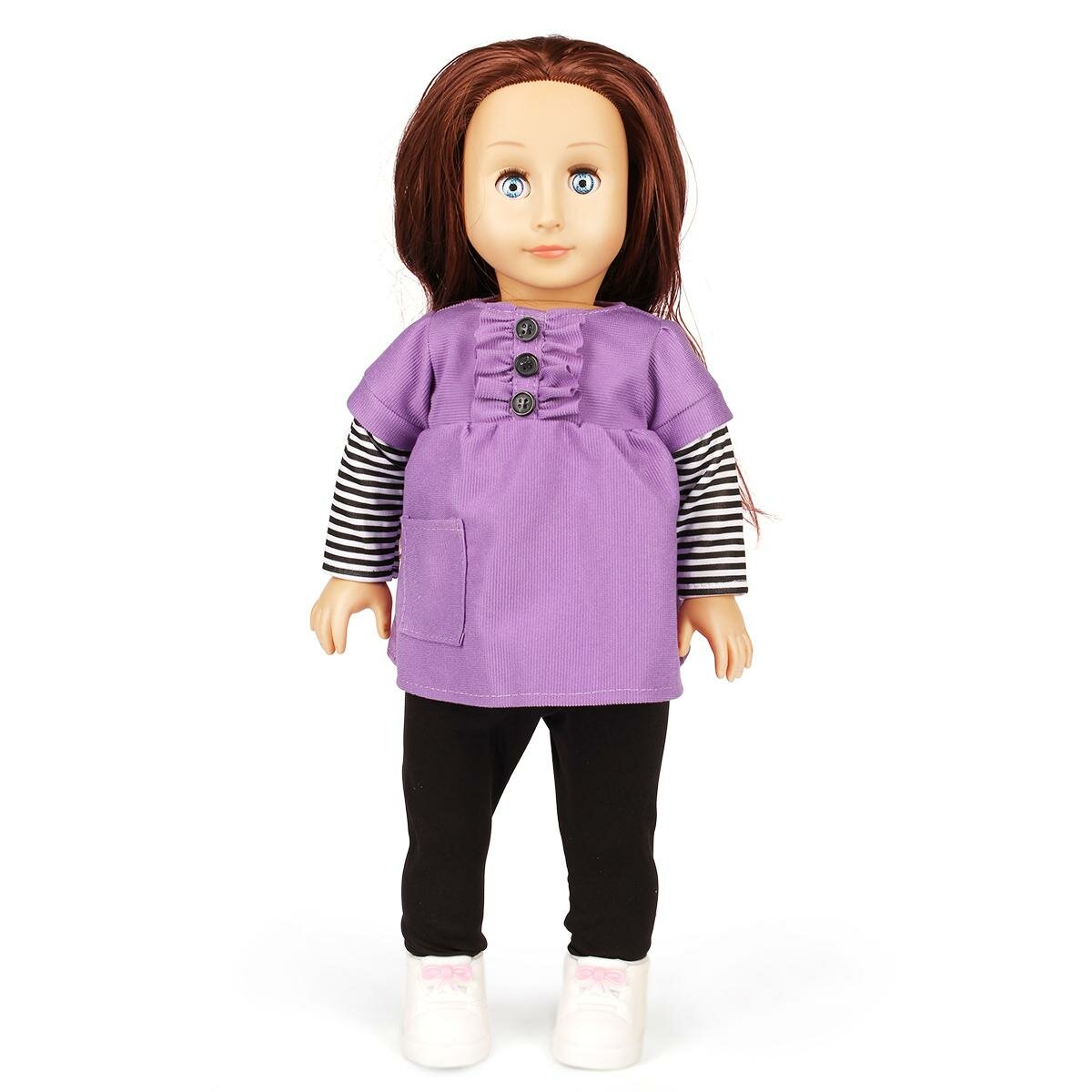 Кукла классическая 50см, фиолетовая одежда, длинные каштановые волосы, для детей от 3 лет