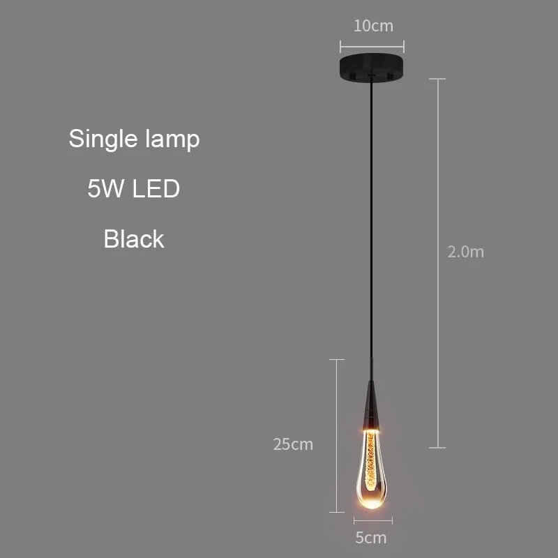 Подвесной светодиодный светильник "Капли воды" Black, 3 Colors light