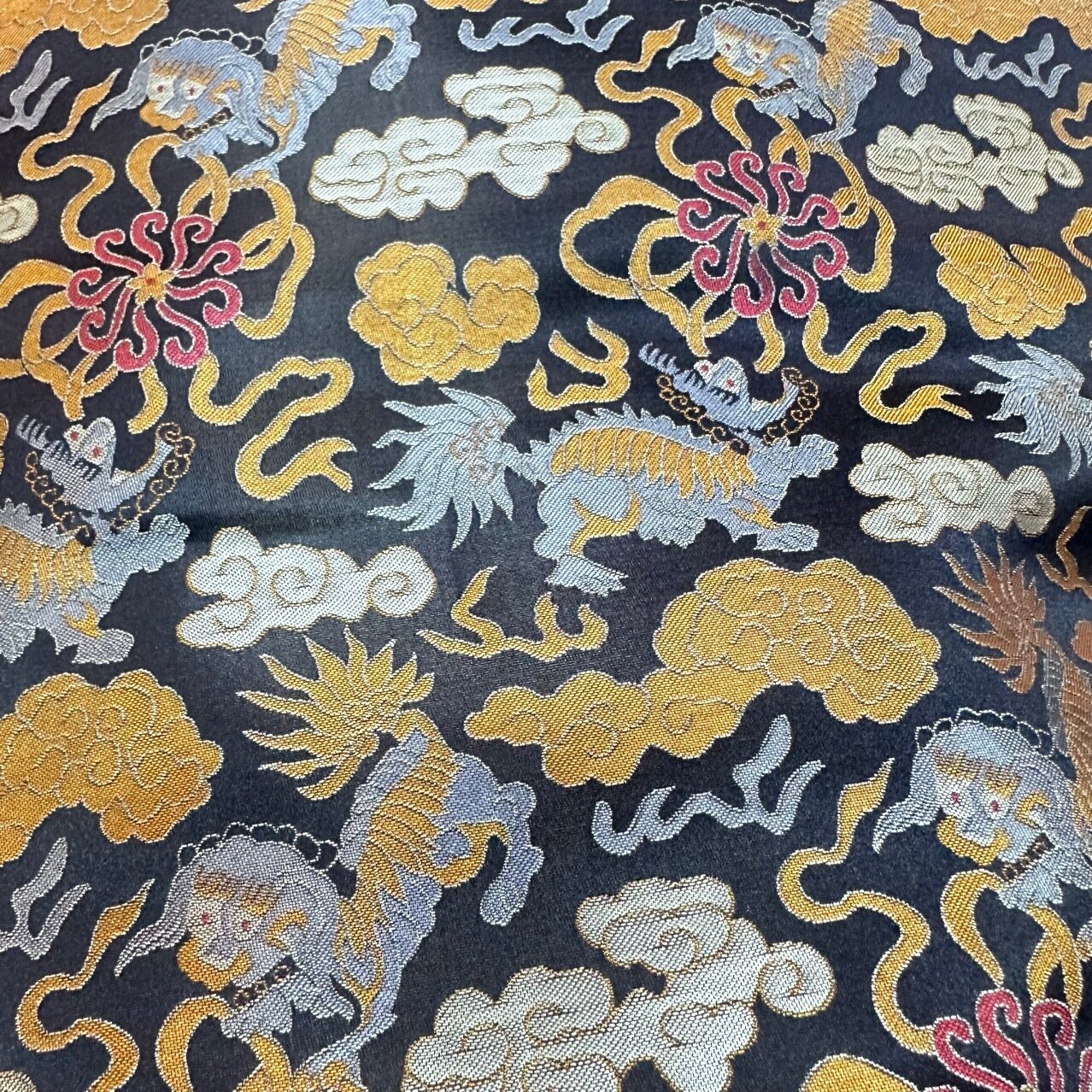 150 см широкая ткань имитации брокада Xiangyun Qilin в стиле династии Сун для упаковки детской одежды, каллиграфии и живописи, вышитая ткань, ретро стиль, ханфу, национальный стиль