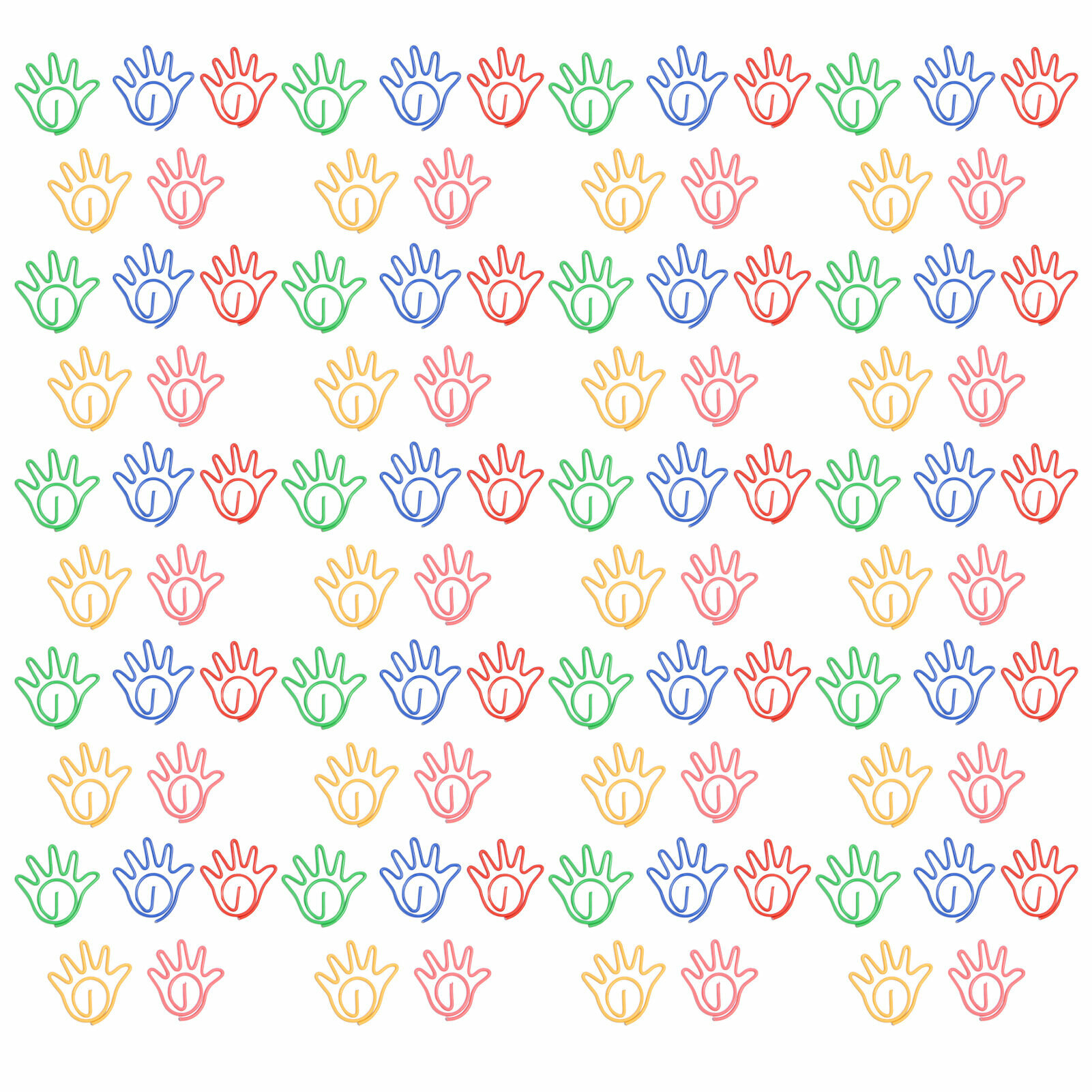 100 шт. милые скрепки в форме руки, разные цвета, необычные скрепки с гальваническим покрытием для семейного офиса, школы
