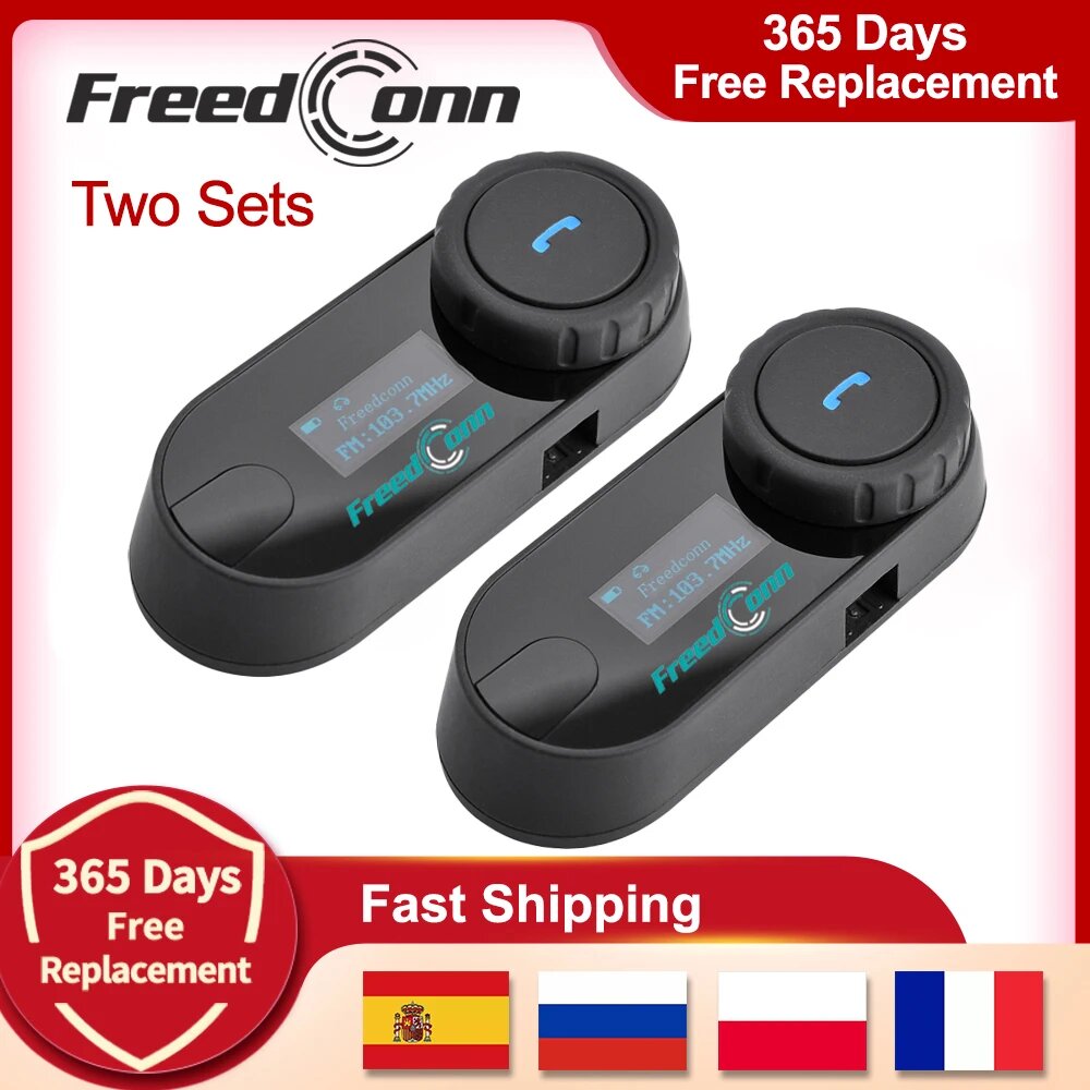 Система Связи Для Мотоциклетных Шлемов FreedConn TCom SC Bluetooth, 6-канальная Two Sets