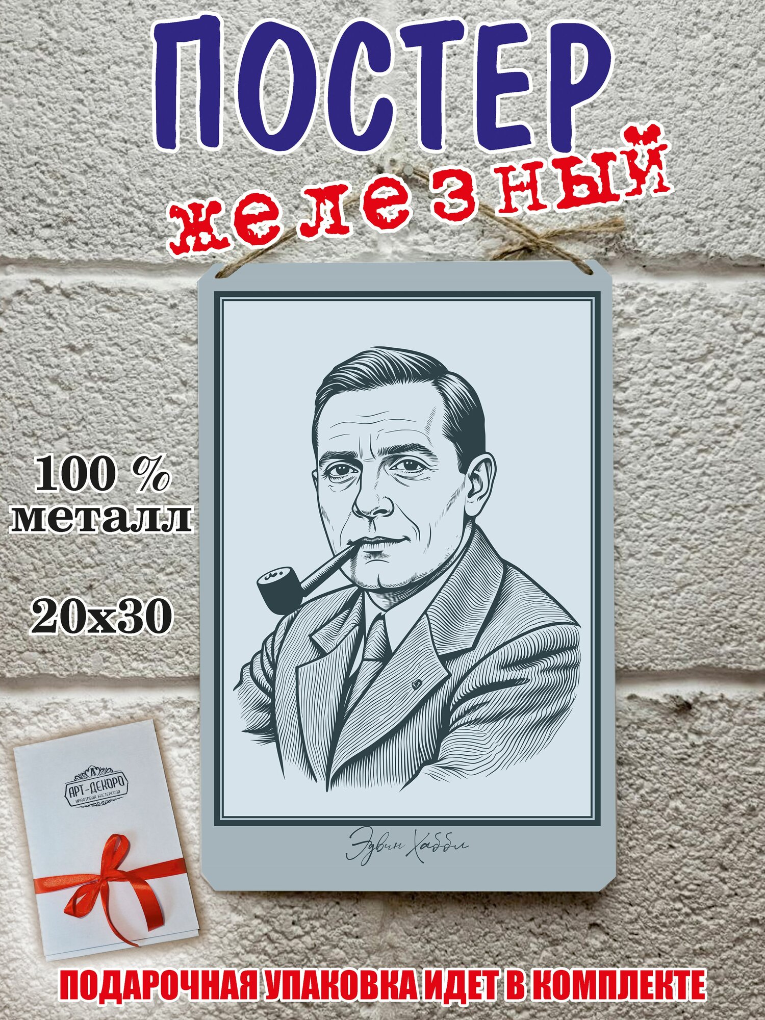 Эдвин Хаббл портрет железный постер на стену