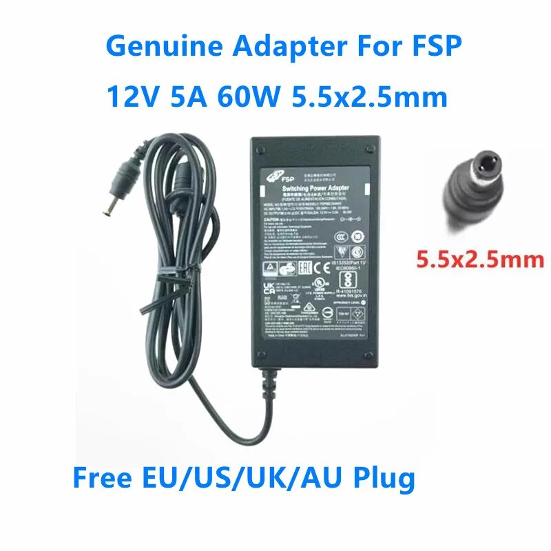 EKAWI Адаптер питания для ноутбука 12В 5А 60Вт 5,5x2,5 мм