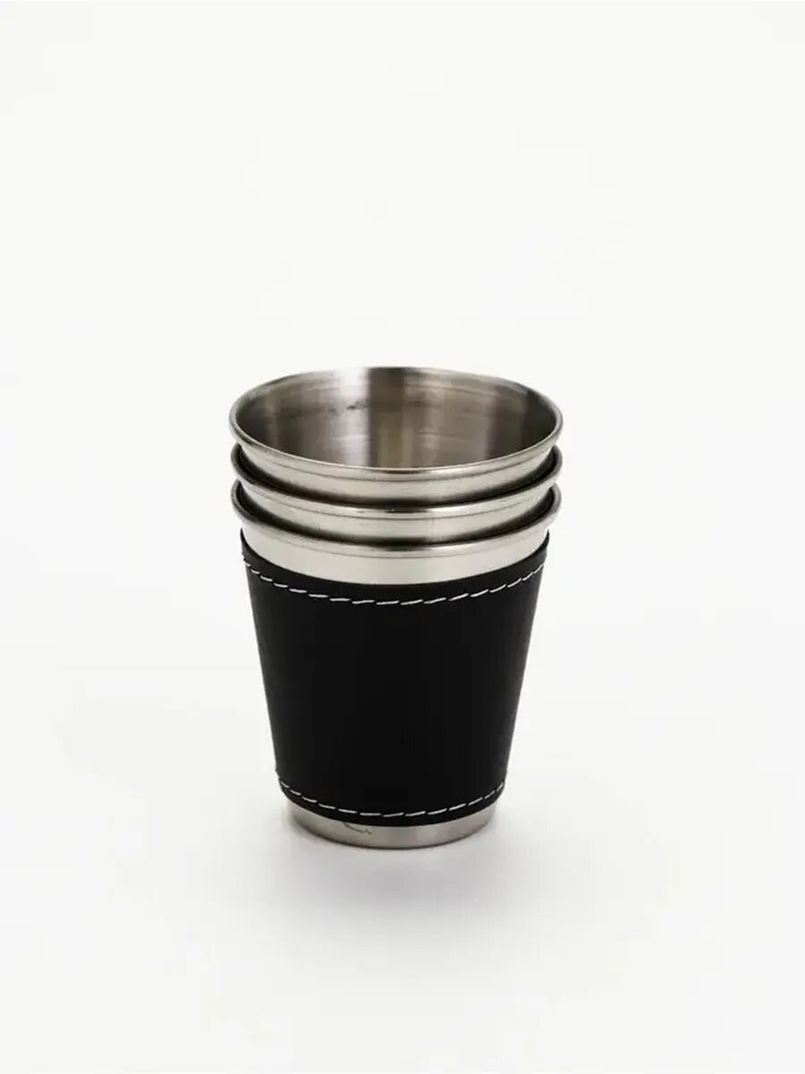 Стильные металлические стопки в чехле, набор 3 шт.