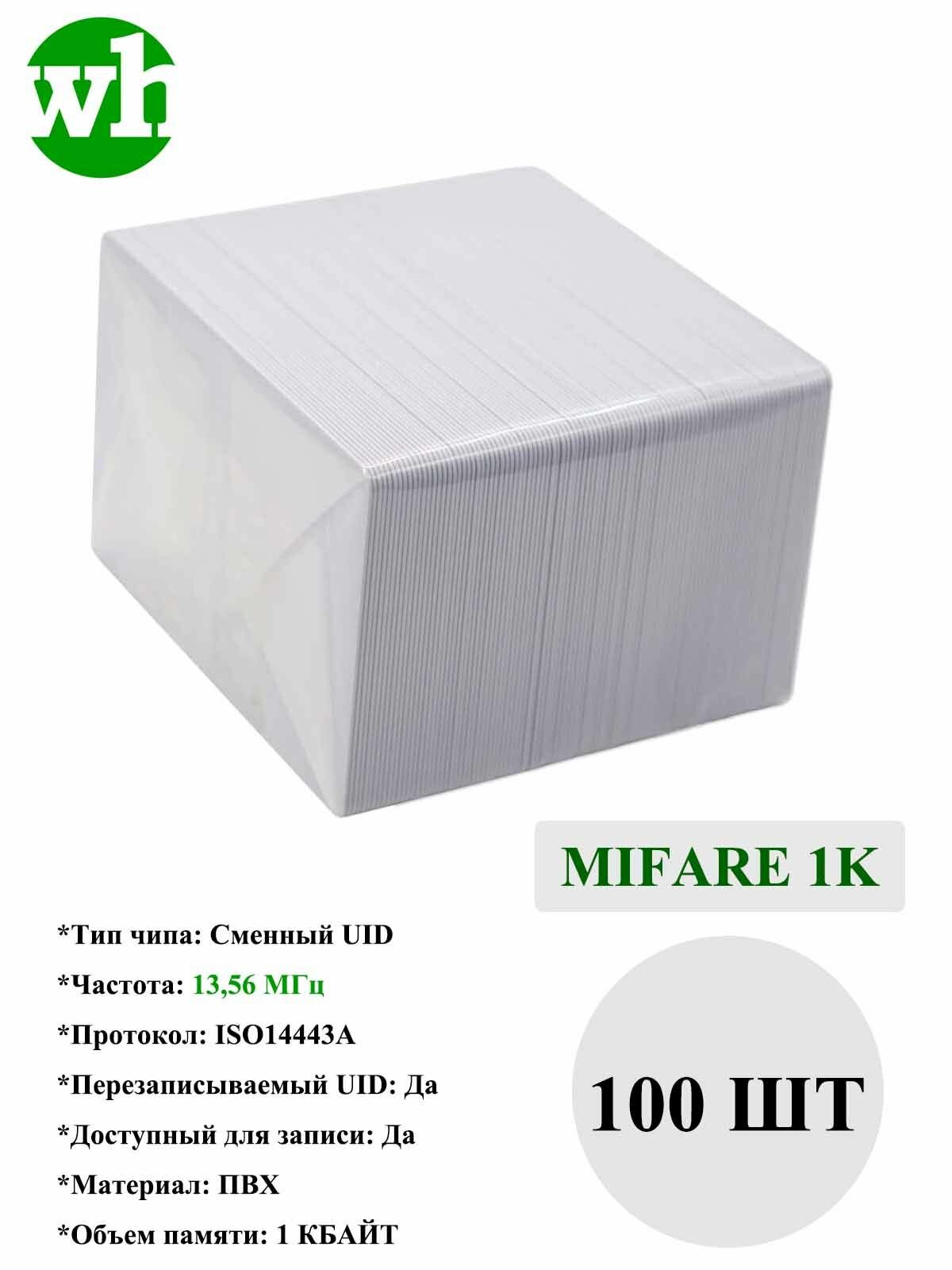 Бесконтактная тонкая RFID карта доступа MIFARE 1K ISO перезаписываемая 13,56 МГц UID без номера