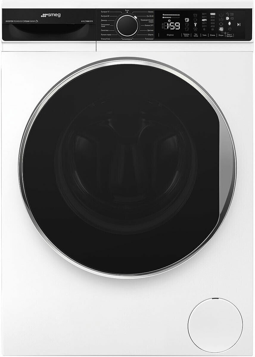 Стиральная машина Smeg WM3T60CRU белая на 6 кг, отжим 1000 об/мин, инверторный двигатель