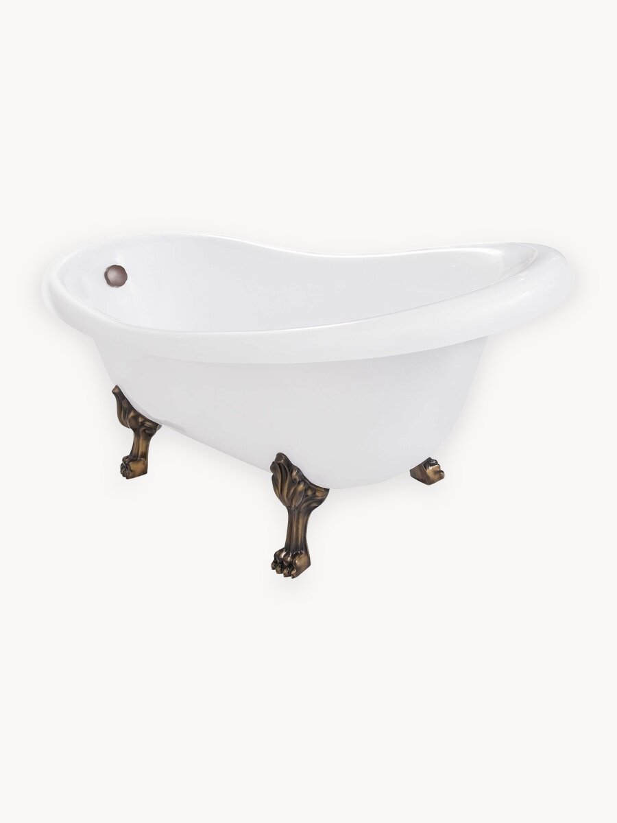 Отдельностоящая ванна Aqua de Marco EDELWEISS 170х80 , литьевой мрамор, белая, с бронзовыми ножками