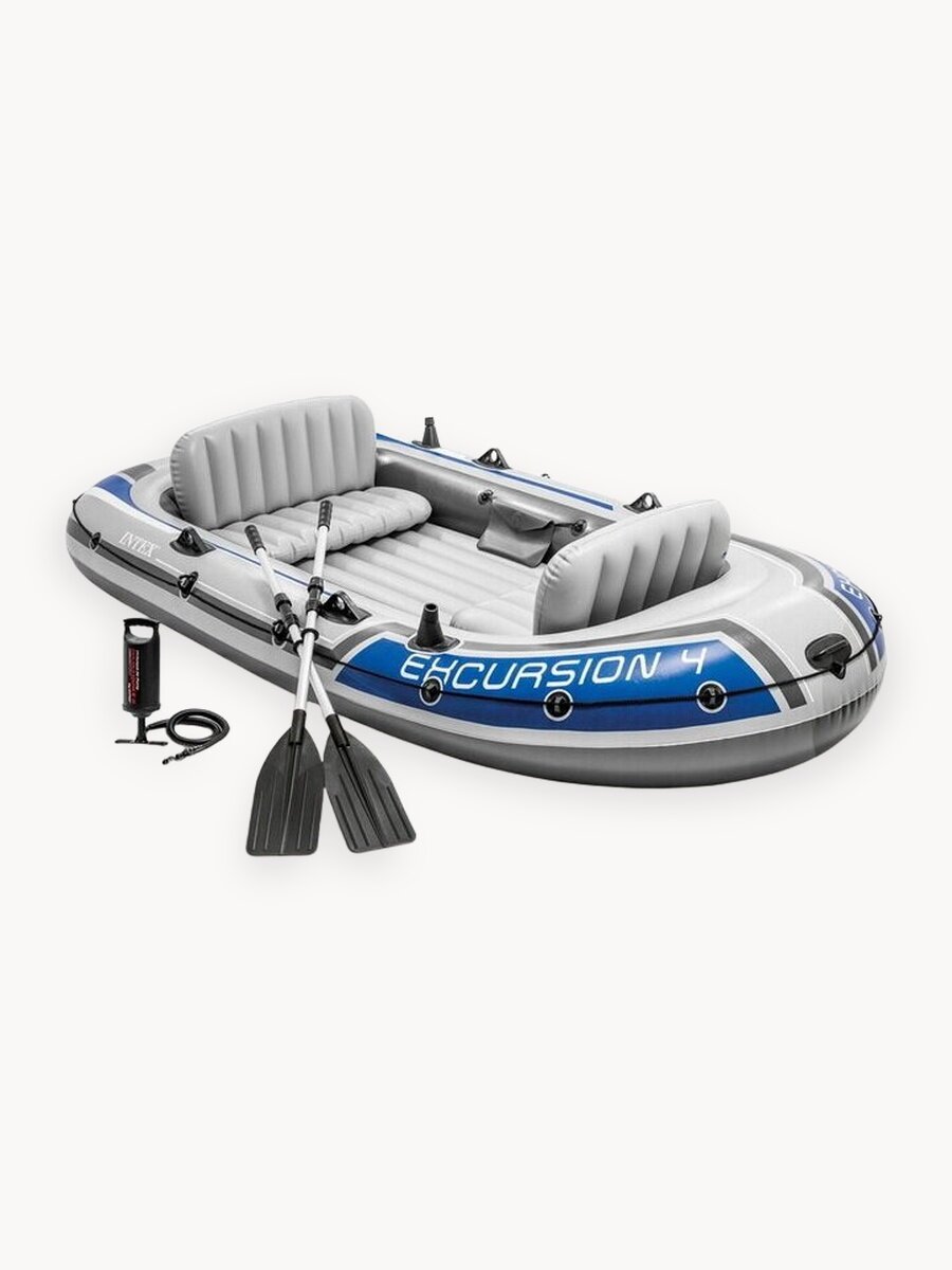 Надувная лодка Excursion-4-Set четырехместная 315*165*43 см + насос и весла, INTEX, 68324-intex