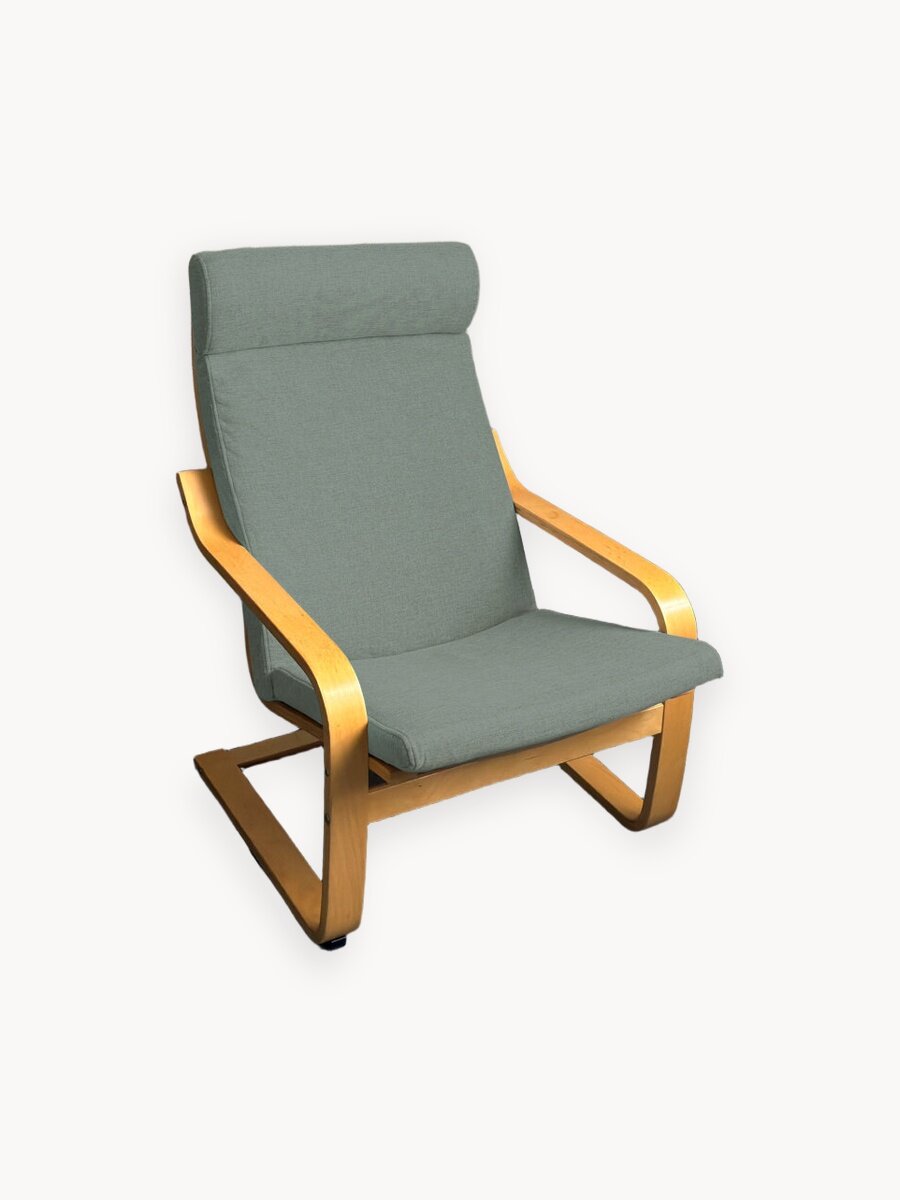 Чехол LuxAlto на кресло Poang Икеа без поролона, ткань Laguna рогожка, Зеленый, 1 шт.