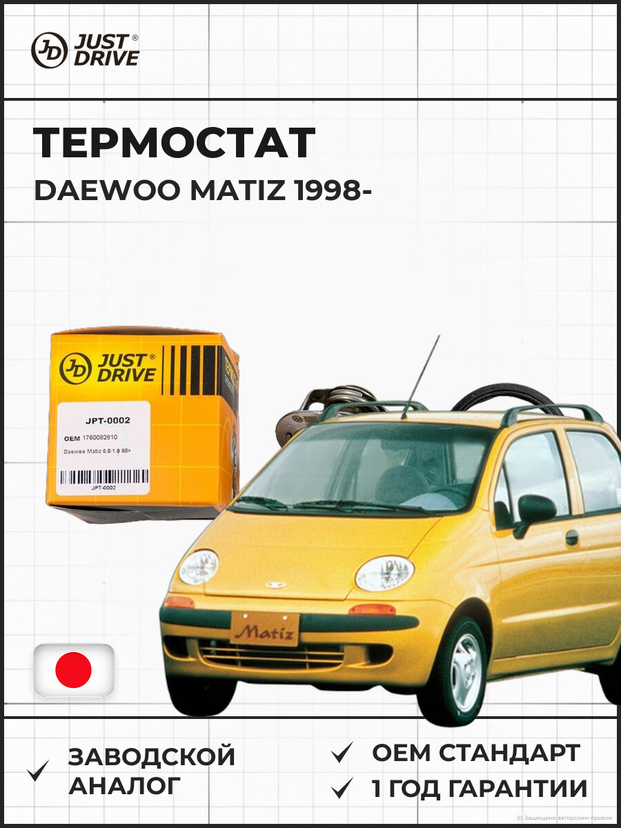 Термостат JUST DRIVE JPT0002 82 C TH3328.82J Daewoo Matiz 1998> 82 C Дэу Матиз 98 далее
