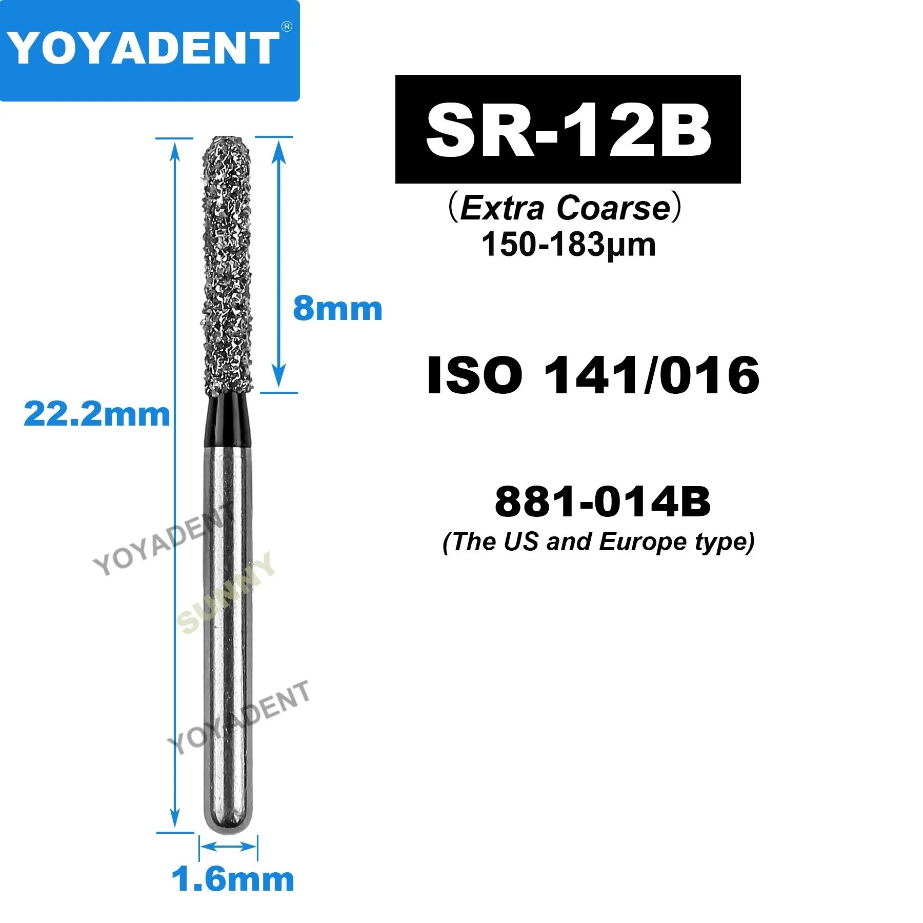 YOYADENT SR-12B, 1.6 мм, 10 шт