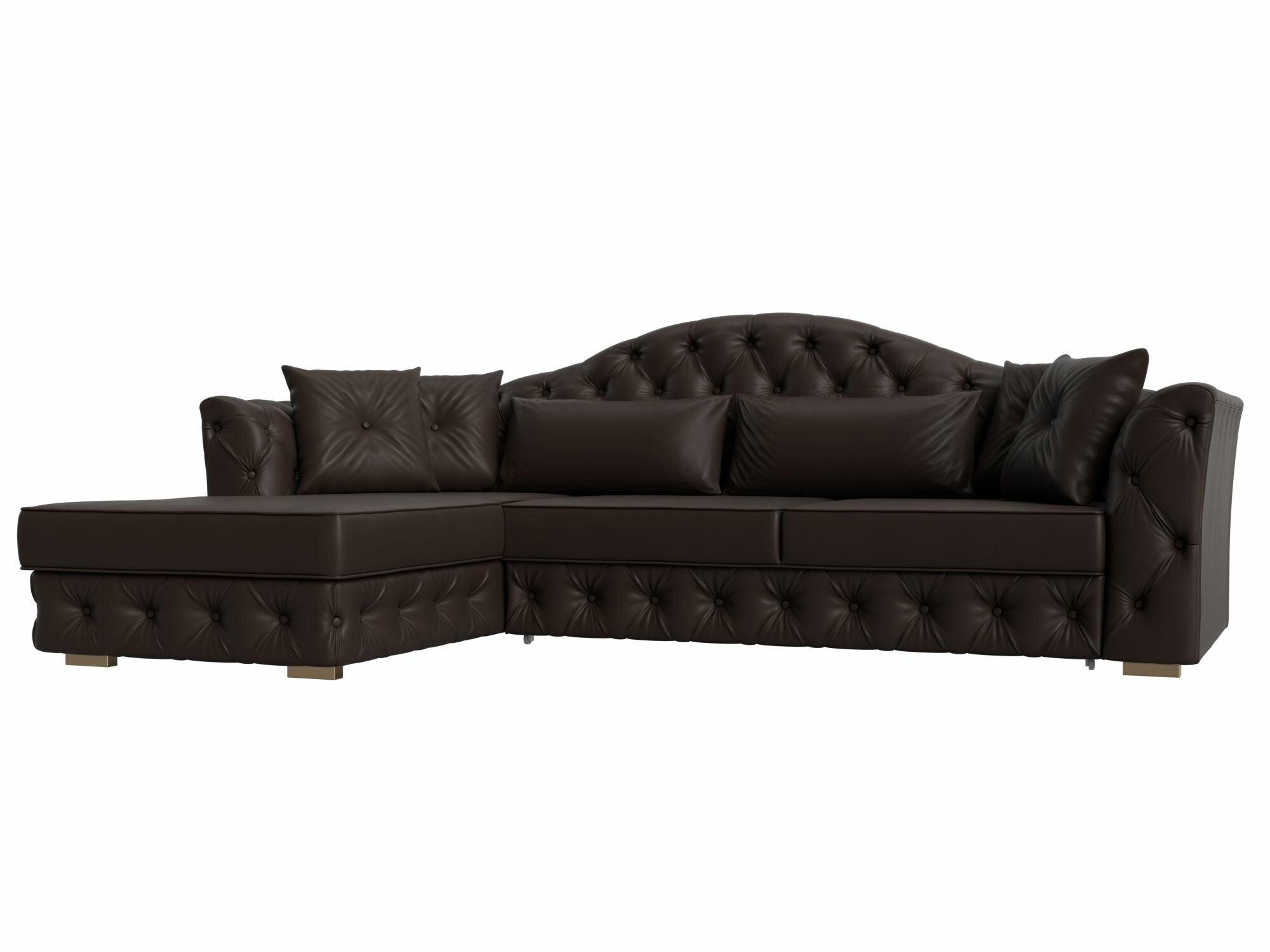 Диван угловой Артис левый угол, экокожа коричневая