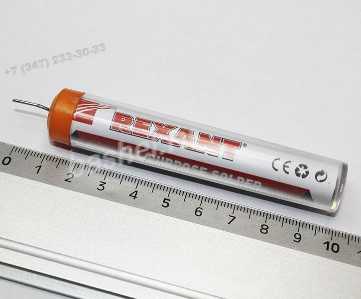 Припой с канифолью ПОС 60/40 1,0 мм (Sn60 Pb40 Flux 2.2 %) 10 г Rexant, Rexant