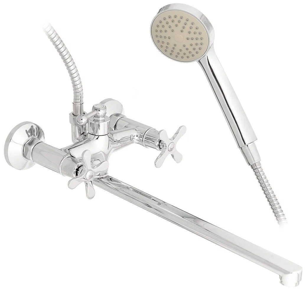 Смеситель для ванны Frud R22601, хром, силумин, управление вентильное, поворотный излив 35 см.