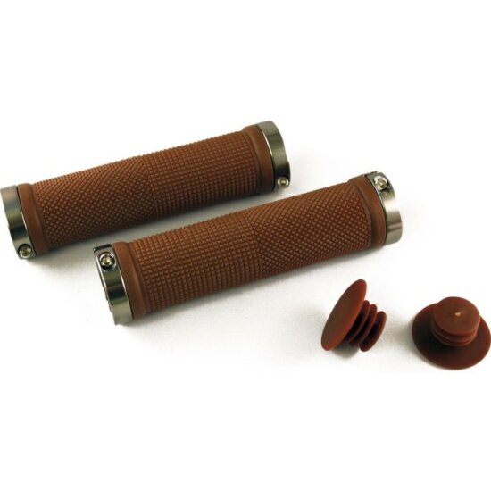 Грипсы Clarks СLARK'S. CLO201 на руль 3-157 резиновые 130мм с 2 фиксат. коричнево-серые анодир. CLARK`S