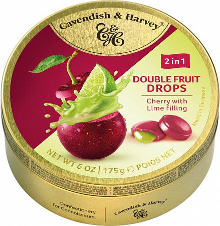 Cavendish & Harvey Double Fruit Cherry with Lime леденцы с жидким центром, 175г