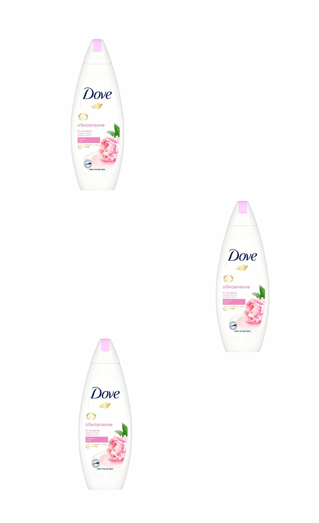 Dove Гель для душа Сливочная ваниль и Пион 250мл, 3 уп
