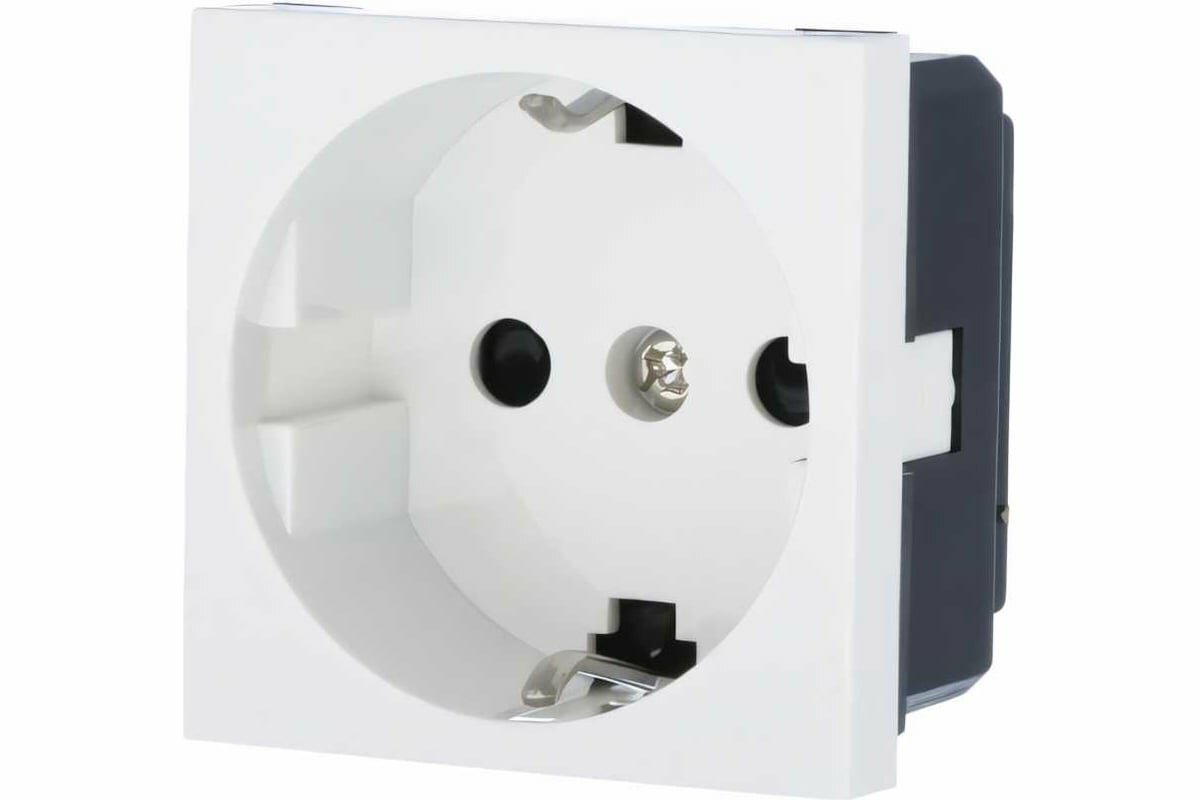 Экопласт розетка с заземляющим контактом LK45 851104-1 со шторками белая настенная