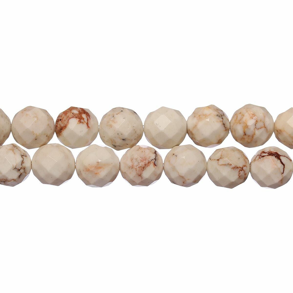 Бусины каменные, говлит, граненый, 10мм, 38 шт, низка