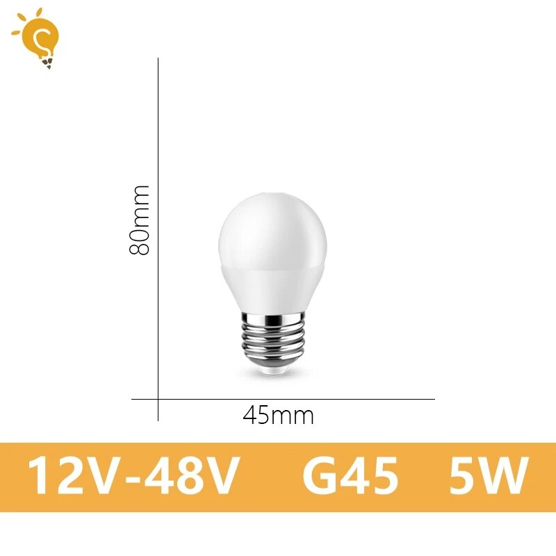 Светодиодная лампа G45 5W 12-48V, 6000K