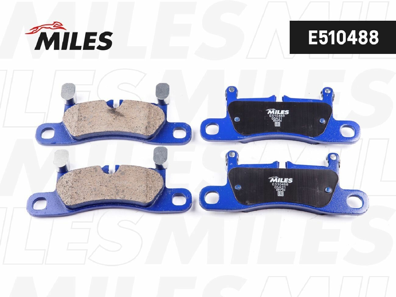 Колодки тормозные дисковые задние, комплект Miles E510488 "Керамика, Ceramic" / PORSCHE CAYENNE 3.0-4.8 (1KP) 10- / Порше