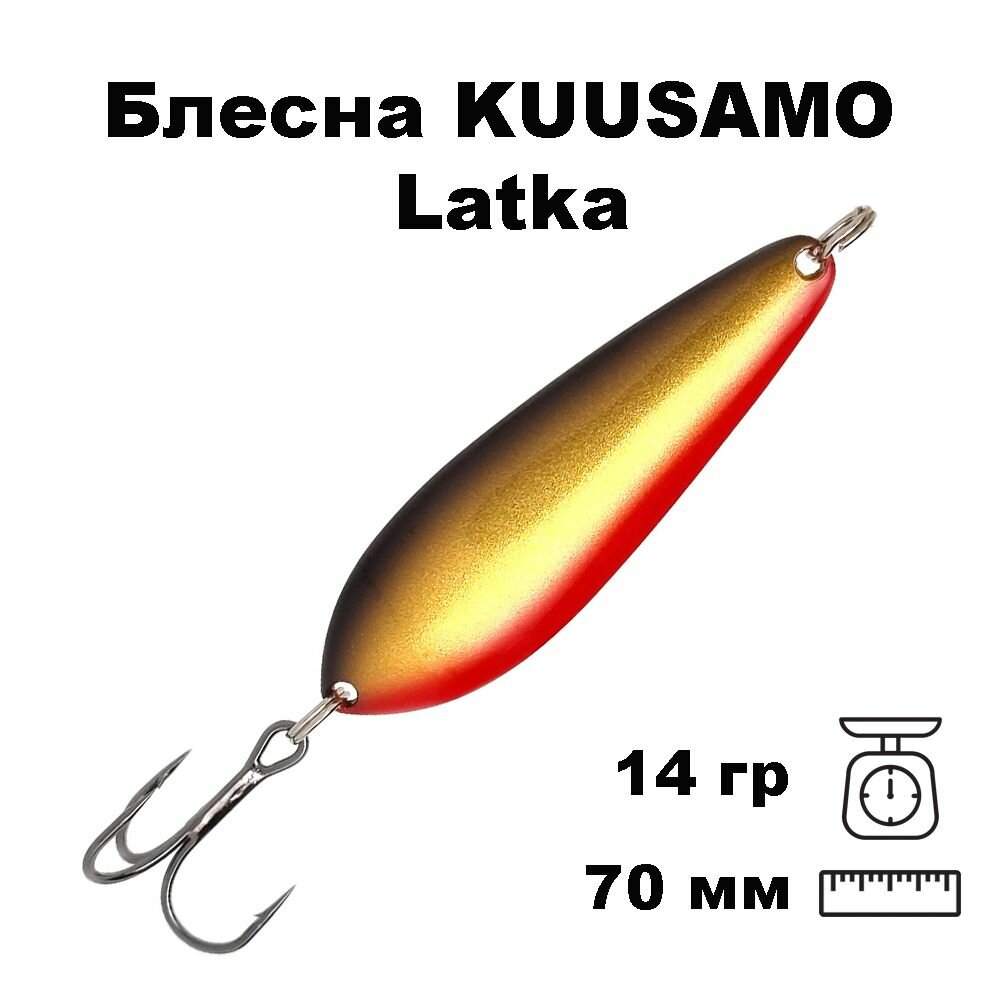 Блесна колеблющаяся (колебалка) Kuusamo Latka 70мм, 14гр. BL/G/R-C