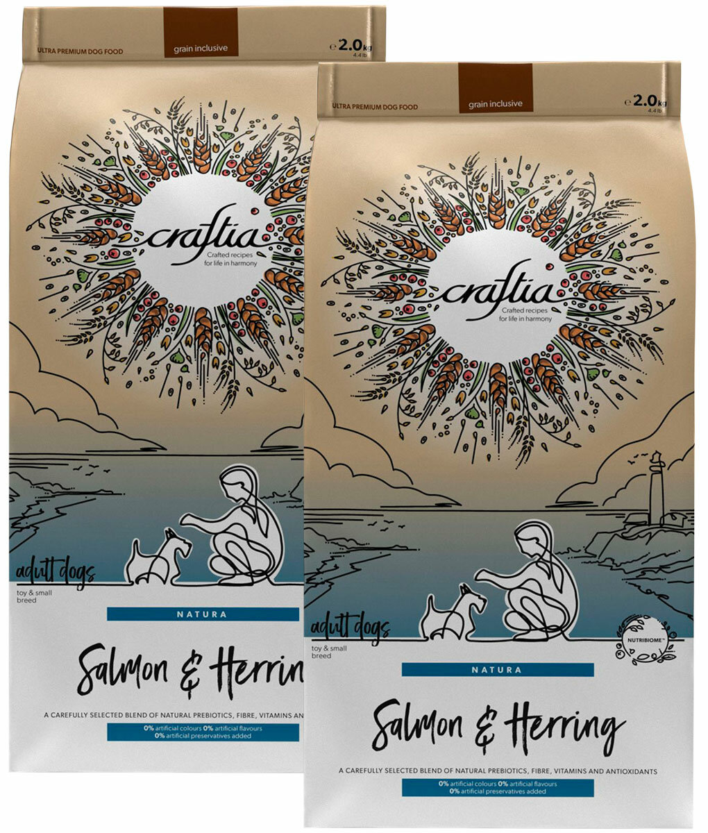 CRAFTIA NATURA ADULT DOG TOY&SMALL BREED SALMON&HERRING взр соб мал пор с лососем и сельдью 2 + 2 кг