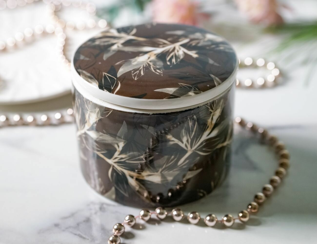 Шкатулка для хранения, фарфор, шоколадная, 10 см, Kaemingk