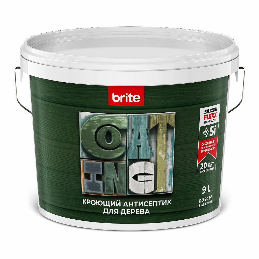 BRITE FLEXX антисептик для дерева кроющий, полуматовый, база А (9 л)