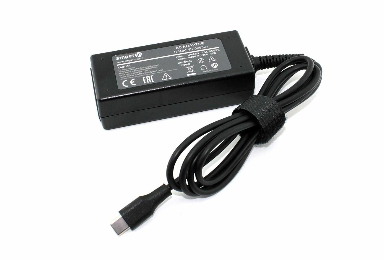 Блок питания (сетевой адаптер) Amperin AI-LN45C для ноутбуков Lenovo 20V 2.25A 45W Type-C