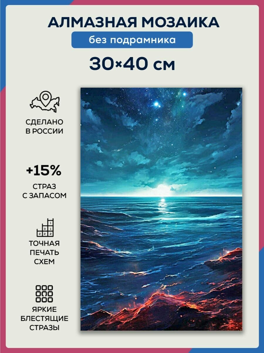 Алмазная мозаика 30x40 Космический закат без подрамника