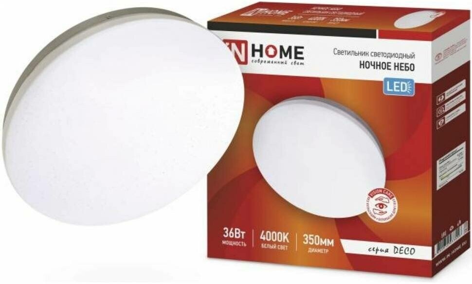 Светодиодный светильник IN HOME серии DECO 36Вт 230В 4000К 2340лм 350х55мм ночное небо 4690612033556