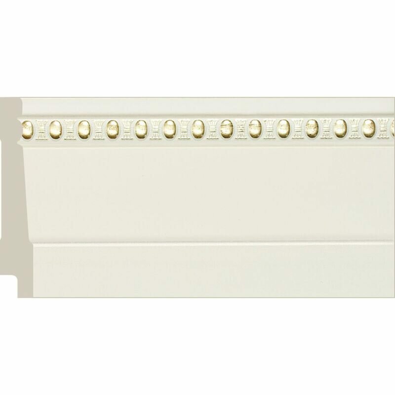 Багет Cosca Плинтус 90 Белый с Золотом B1090/WG2 Д240хШ1.5хВ9см / Коска.