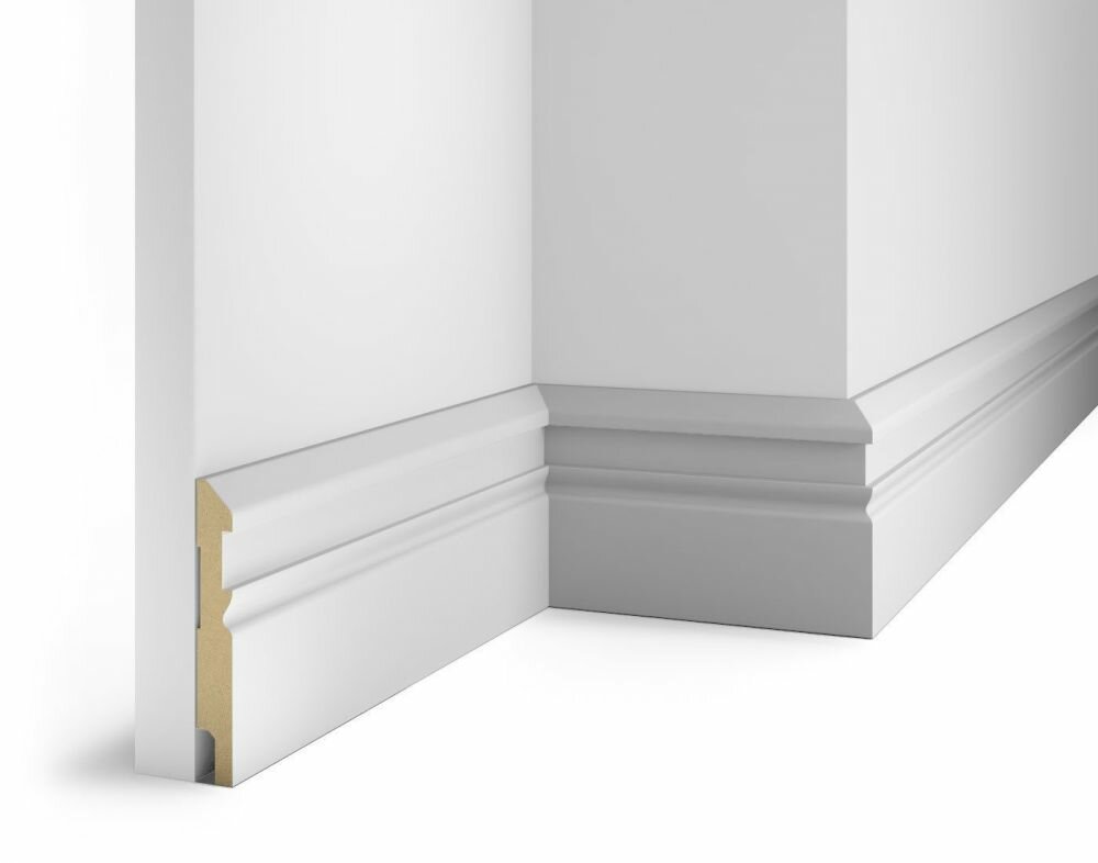 Плинтус МДФ под Покраску с Пазом Cosca AP30 Белый В120хШ16хД2400 мм / Коска.