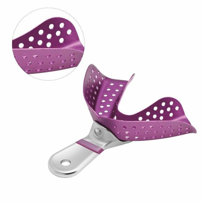 Инструменты стоматологические многоповерхностного воздействия: Ложка оттискная 19030 алюминиевая Premium для нижней челюсти, фиолетовая