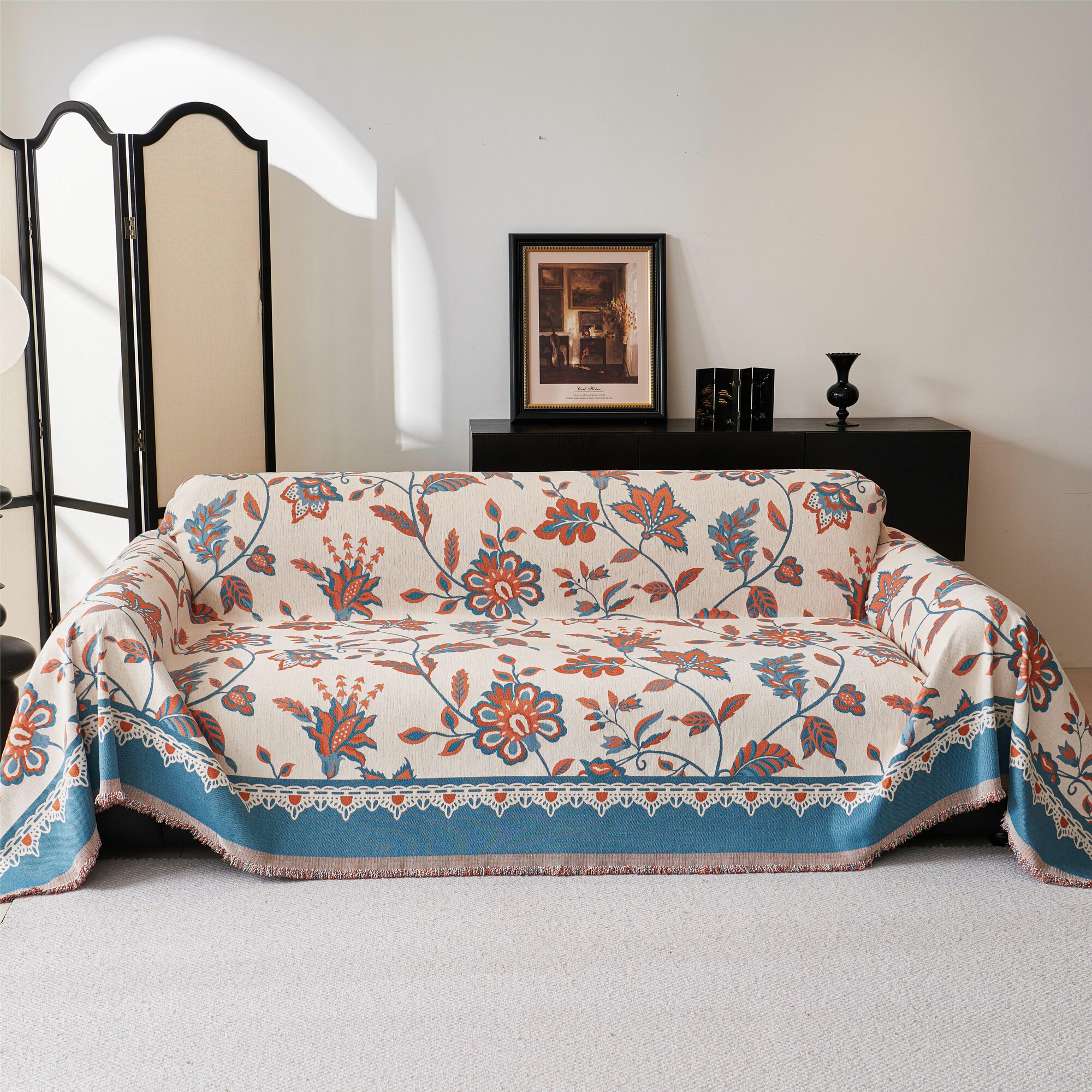 Старое диванное полотенце красоты -J