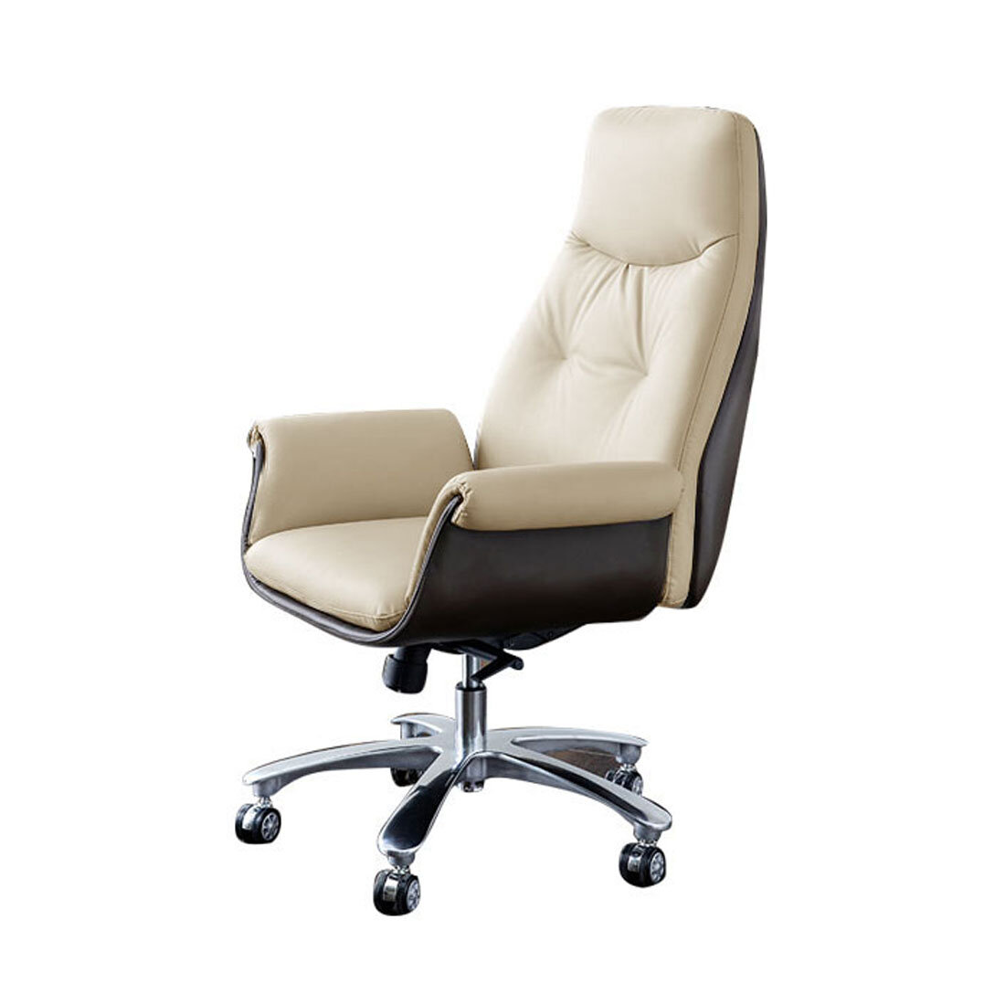 Кожаное кресло на колесиках Neohouse Avellon для кабинета и офиса (бежевый)