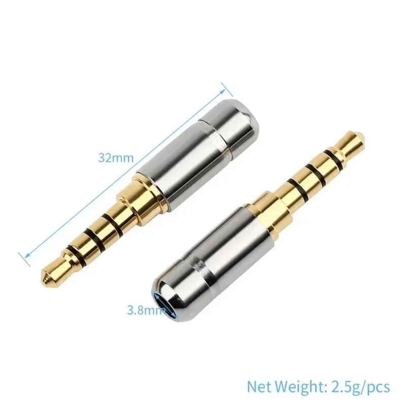 Аудиоадаптер 3.5 мм Mono Plug, 2шт, серебряный — фото 1